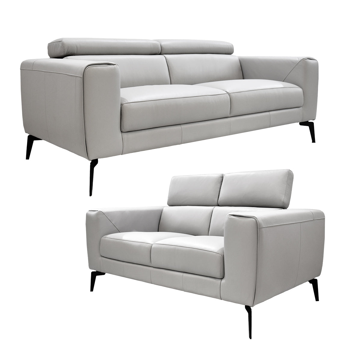Sala Foster - Sofa y Love Seat - Piel Gris– Blue Room