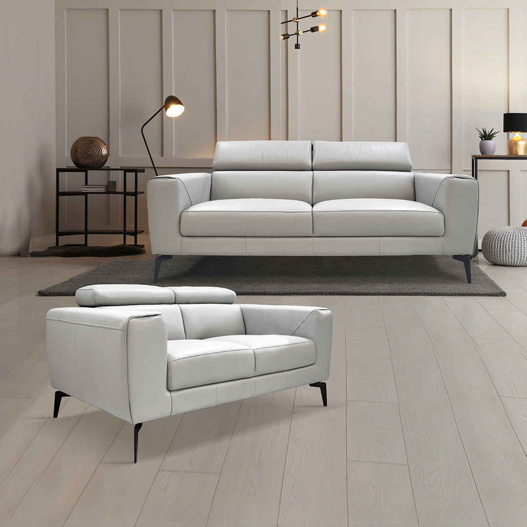 Sala Foster - Sofa y Love Seat - Piel Gris– Blue Room